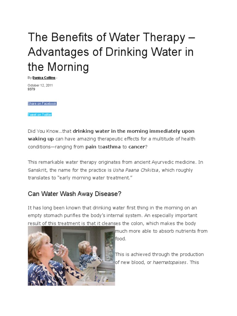 The Benefits of Water Therapy | PDF | Dehydration | Arthritis