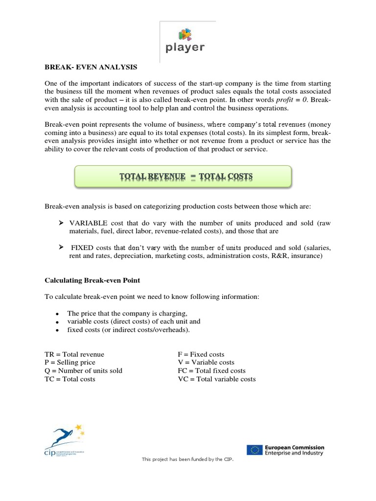 Break-Even Point Analysis | PDF