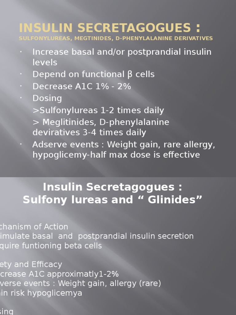 Insulin Secretagogues: Sulfonylureas, Megtinides, D-Phenylalanine ...
