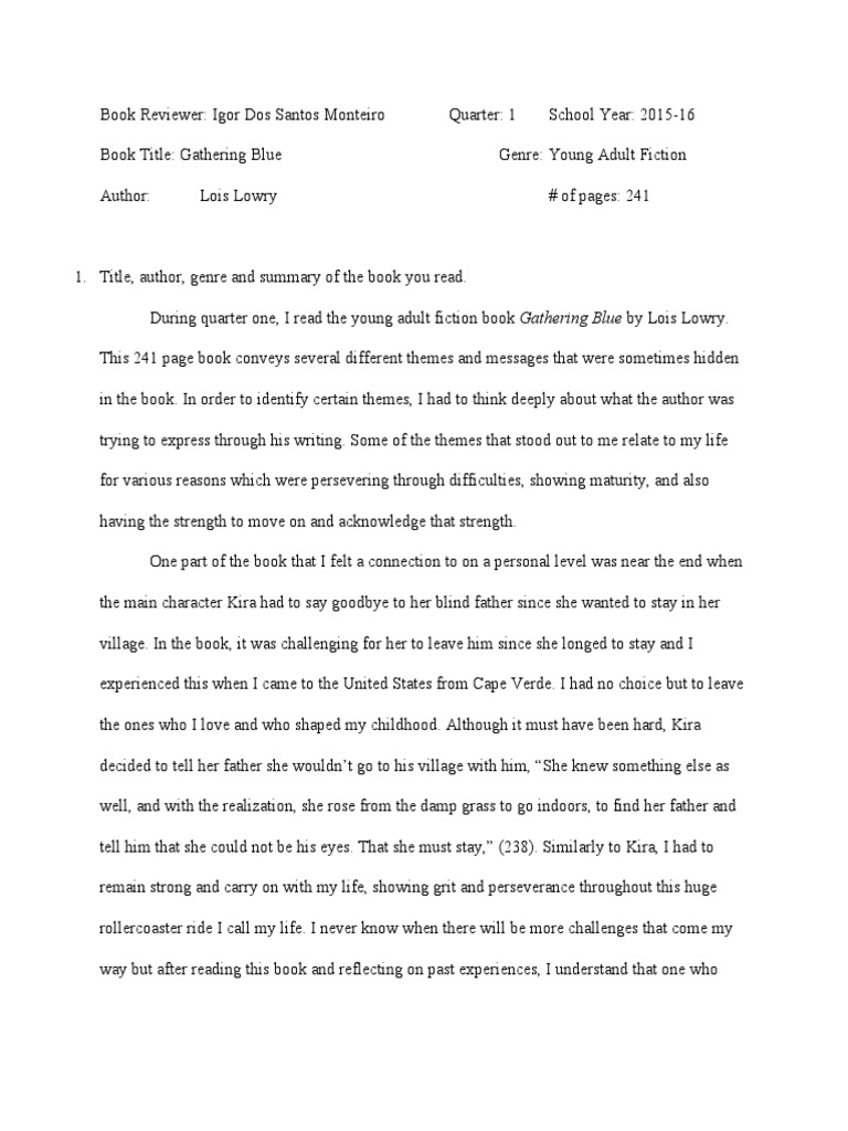 Gathering Blue Book Review Summary | PDF | General Fiction