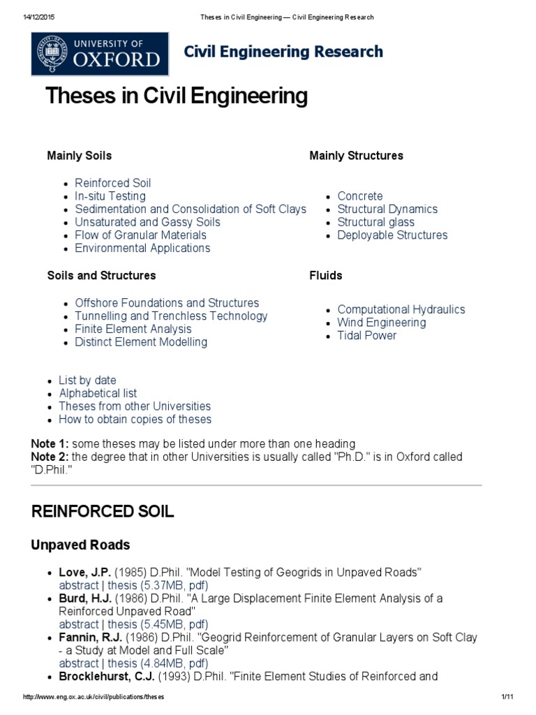 Civil Engineering Thesis Topics PDF | PDF | Deep Foundation ...