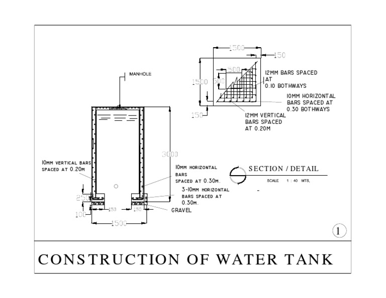 Construction of Water Tank: Section / Detail | PDF
