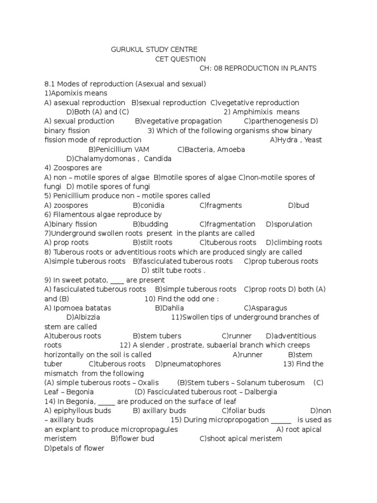 Plant Reproduction Quiz | PDF