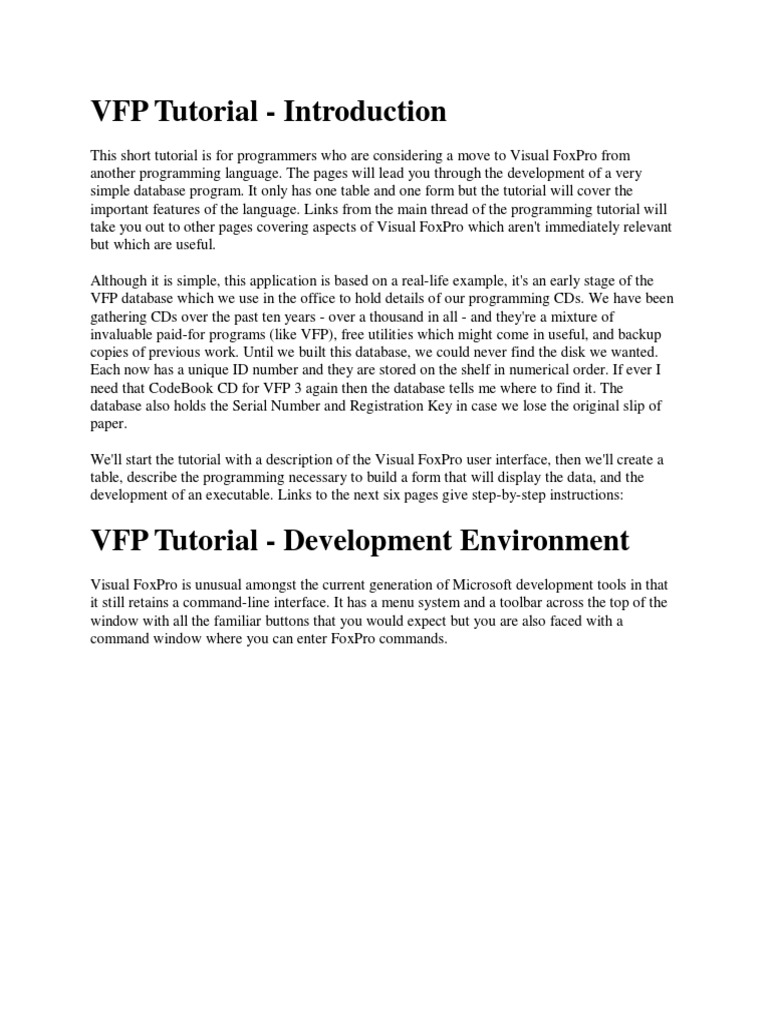 VFP Tutorial - Micorsoft Visual Foxpro | PDF | Variable (Computer Science) | Control Flow