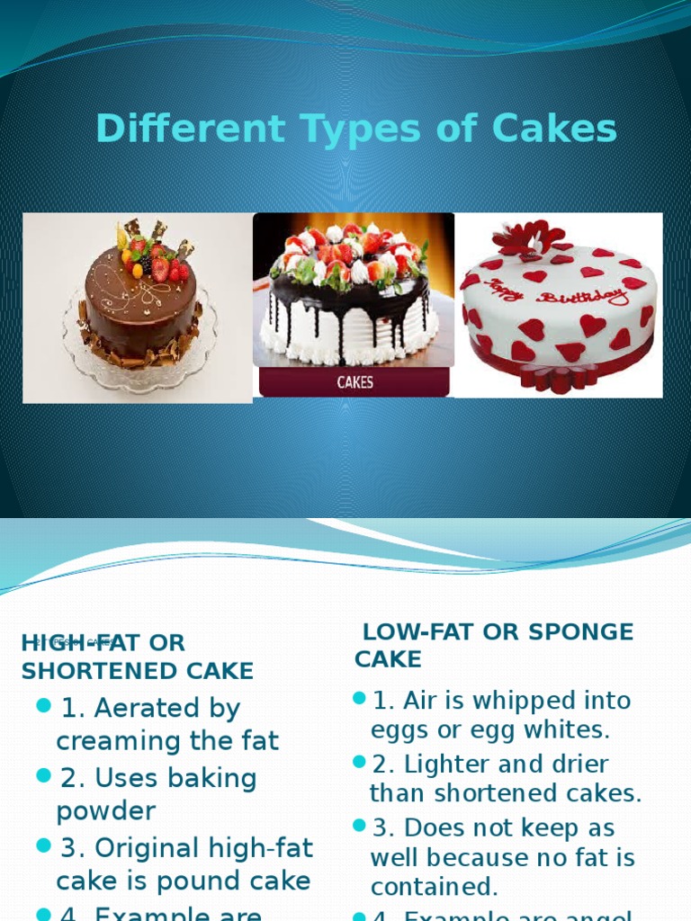 Different Types of Cakes | PDF | Cakes | Baked Goods