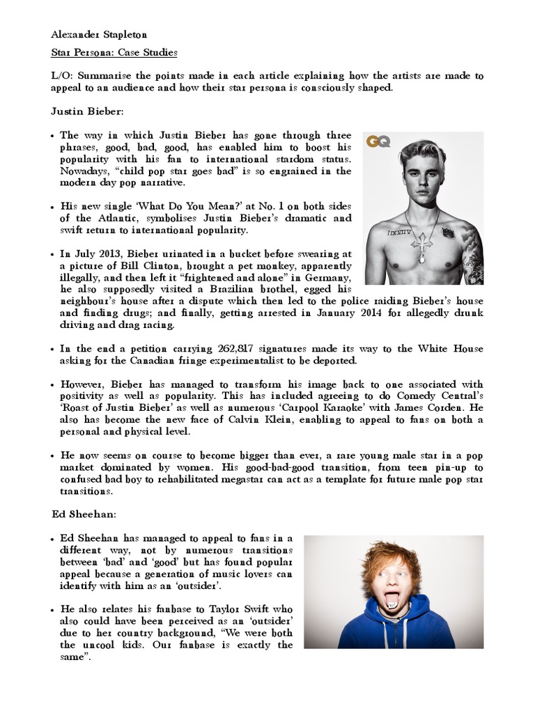 Justin Bieber's Evolving Star Persona | PDF | Justin Bieber | Leisure