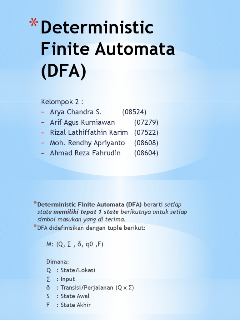 Deterministic Finite Automata (DFA) | PDF