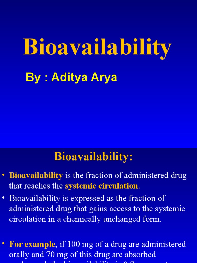 Pharmacology Bioavailability | PDF | Bioavailability | Pharmacokinetics