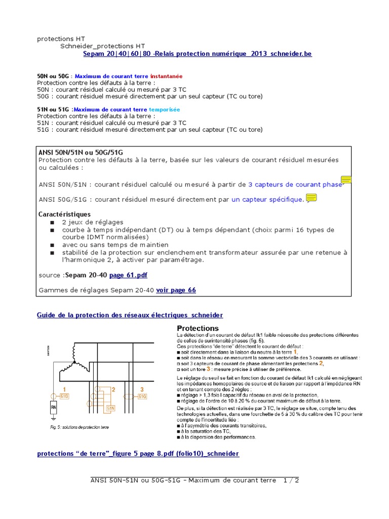 ANSI 50N-51N Ou 50G-51G - Maximum de Courant Terre | PDF | Ingénierie ...