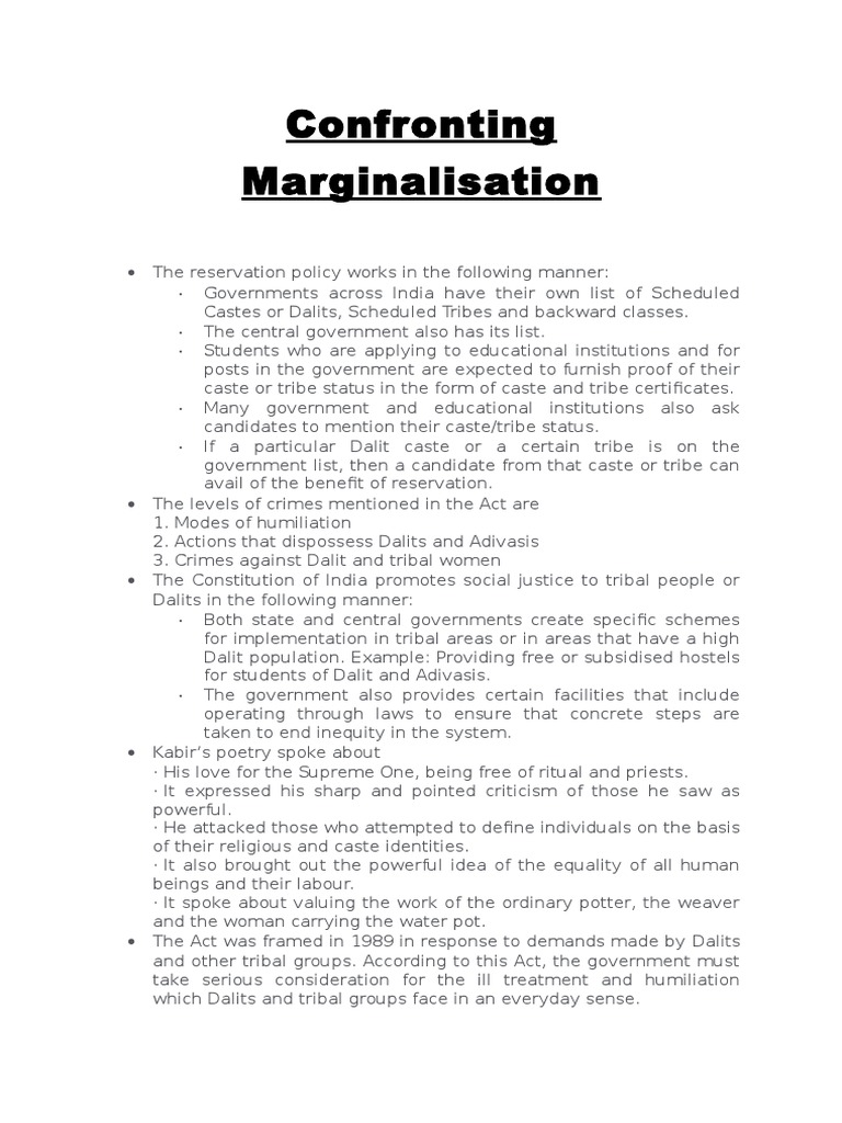 Confronting Marginalisation | PDF | Dalit | Caste