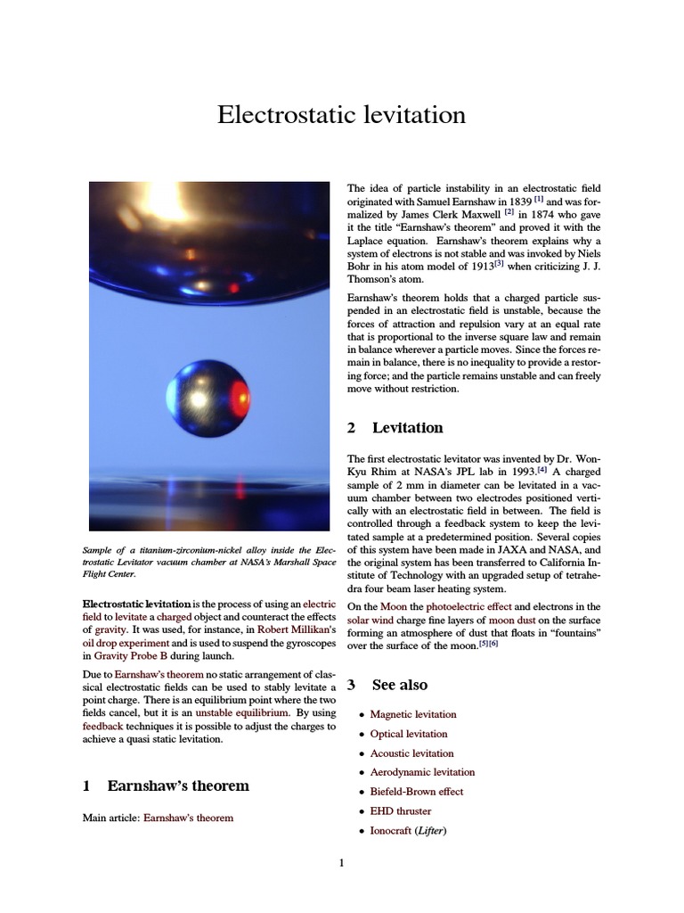 Electrostatic Levitation | PDF | Natural Philosophy | Applied And ...