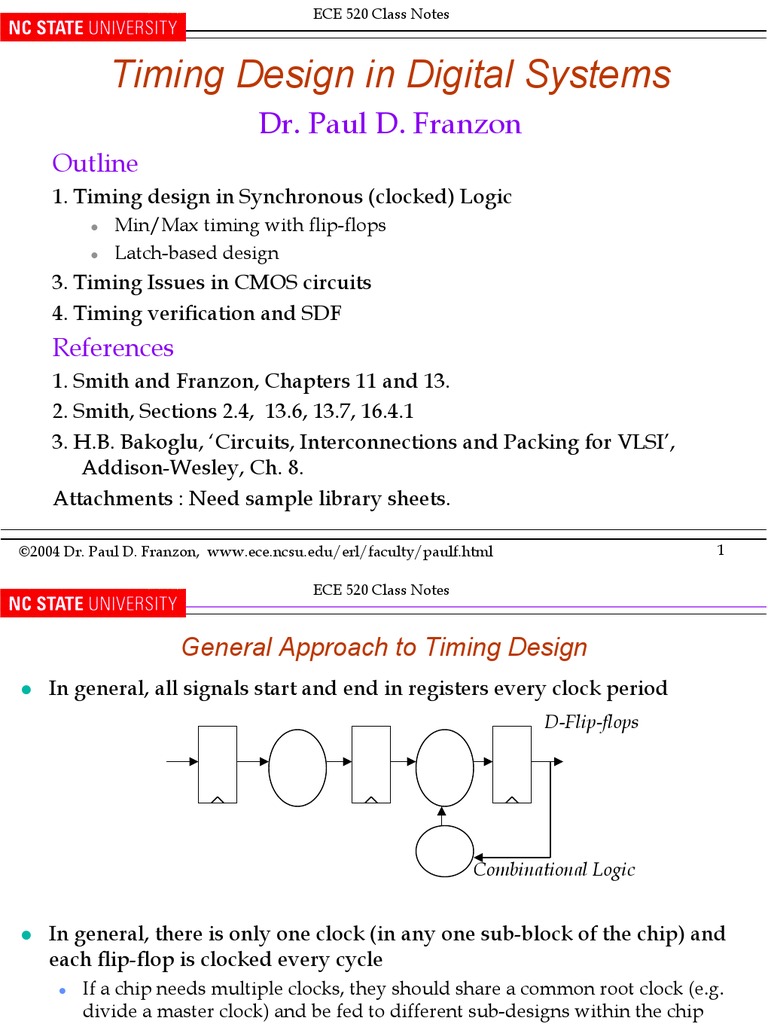 Timing Design in Digital Systems: Dr. Paul D. Franzon | PDF | Electronic Circuits | Electricity