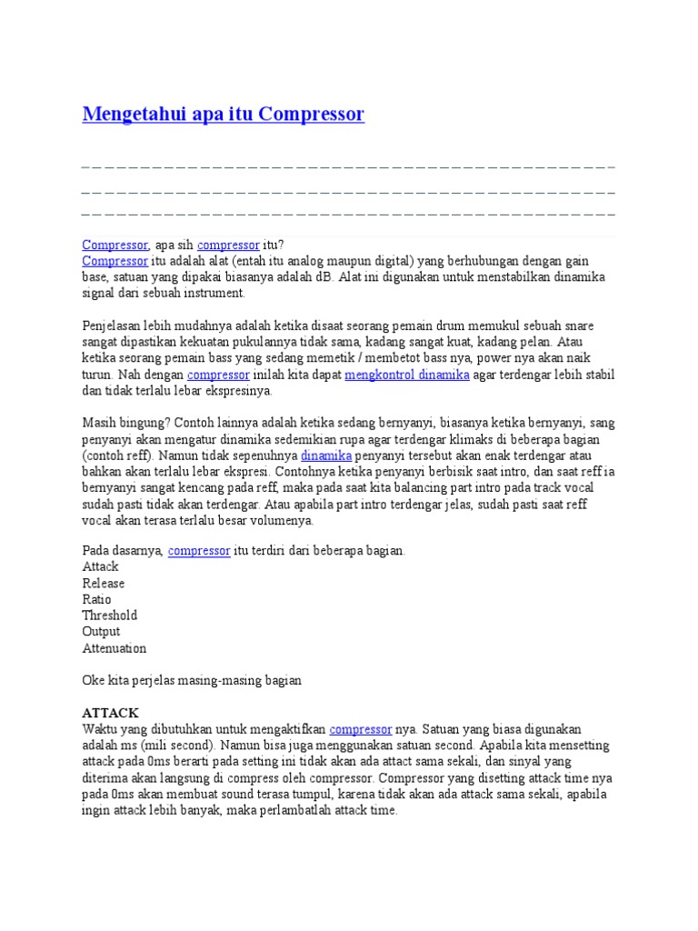 Mengetahui Apa Itu Compressor | PDF