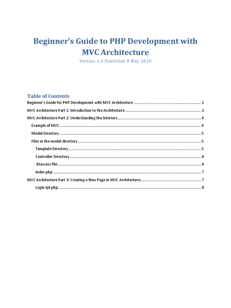 Beginners Guide To Php Development With Mvc Architecture Pdf Model