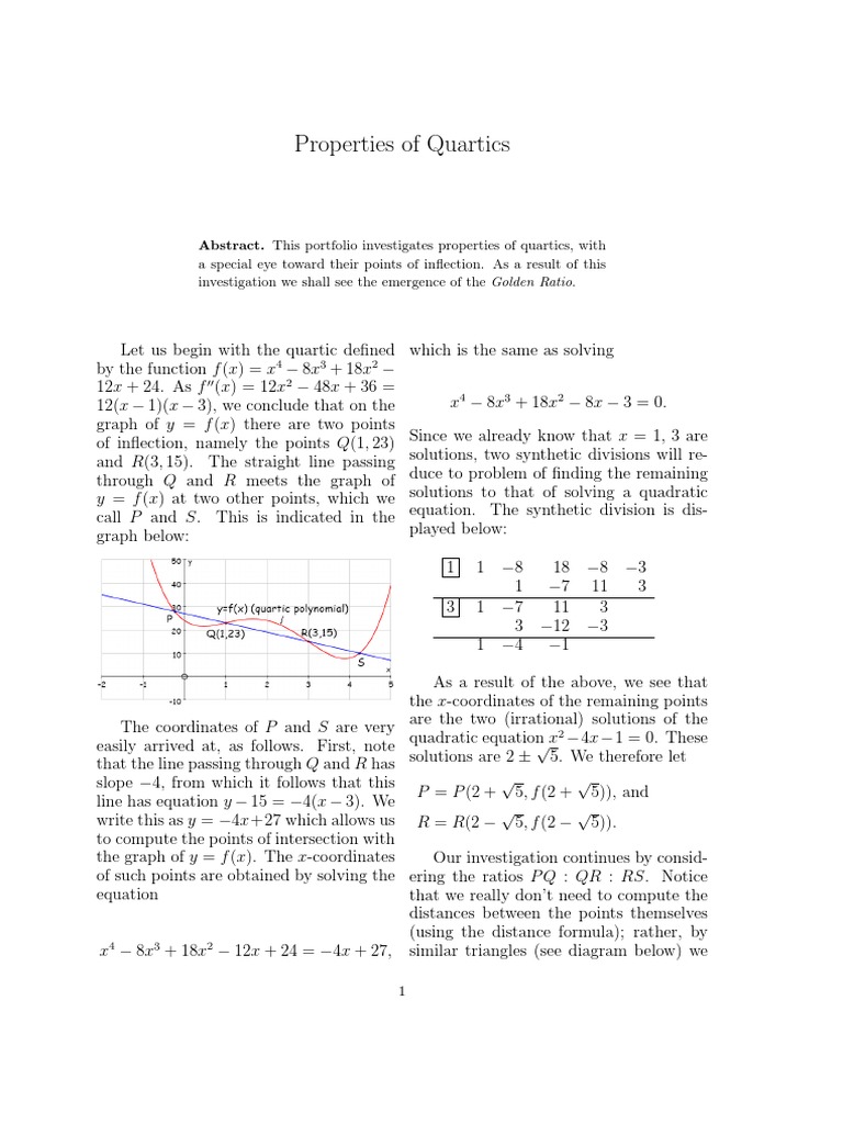 Exploring Quartic Polynomial Properties | PDF | Quadratic Equation ...