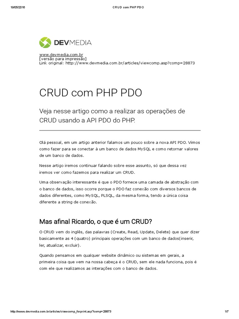 Realizando operações CRUD básicas com PHP PDO: inserção, atualização e ...