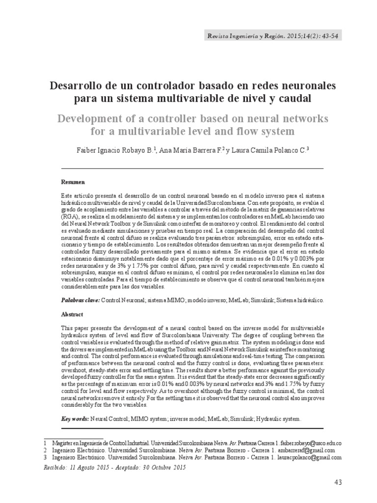 Desarrollo de Un Controlador Basado en Redes Neuronales | PDF | Red ...