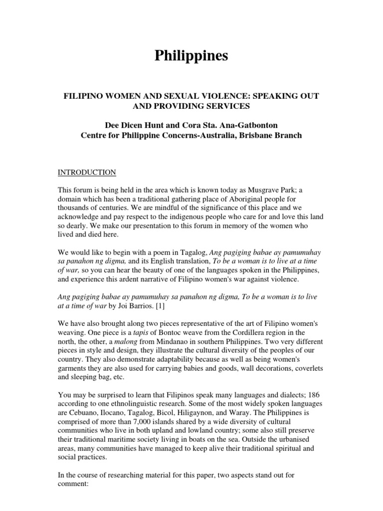 Filipino Women & Sexual Violence | PDF | Marriage | Rape