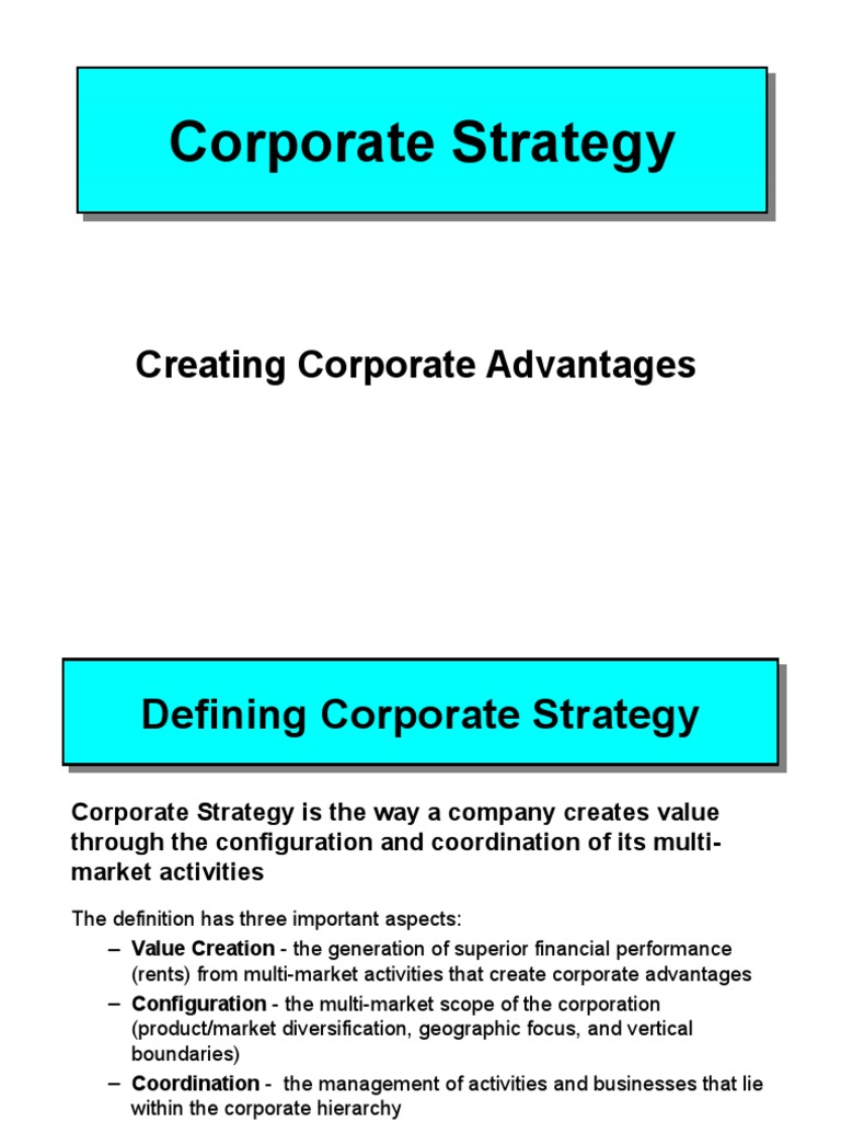 Corporate Strategy | PDF | Strategic Management | Competitive Advantage