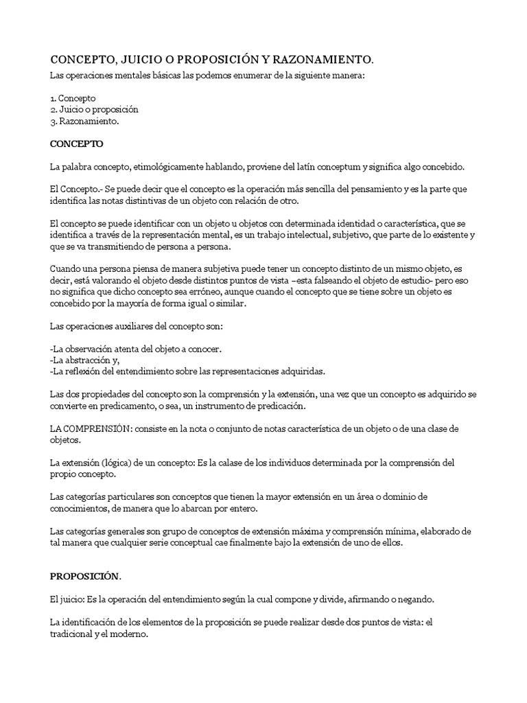 Concepto Juicio y Razonamiento | PDF | Proposición | Concepto