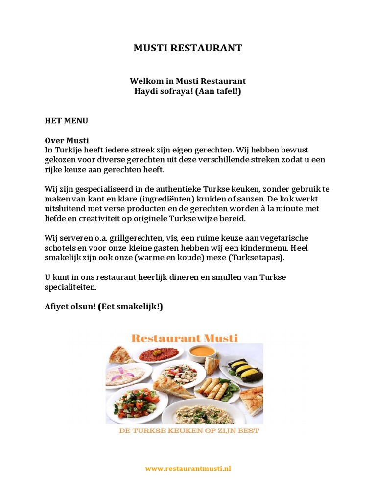 Menukaart Musti | PDF