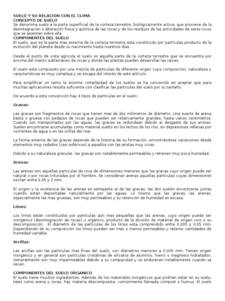 Suelo y Su Relacion Con El Clima | PDF | Suelo | Nutrientes