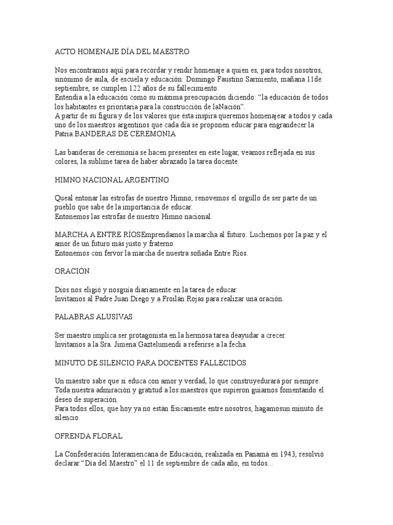 Acto Homenaje Postumo Jose Muñoz | PDF | Maestros | Amor