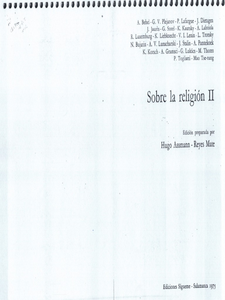 Sobre La Religión II - Hugo Assmann y Reyes Mate | PDF | marxismo ...