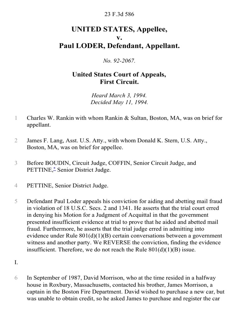UNITED STATES, Appellee, v. Paul LODER, Defendant, Appellant | PDF ...