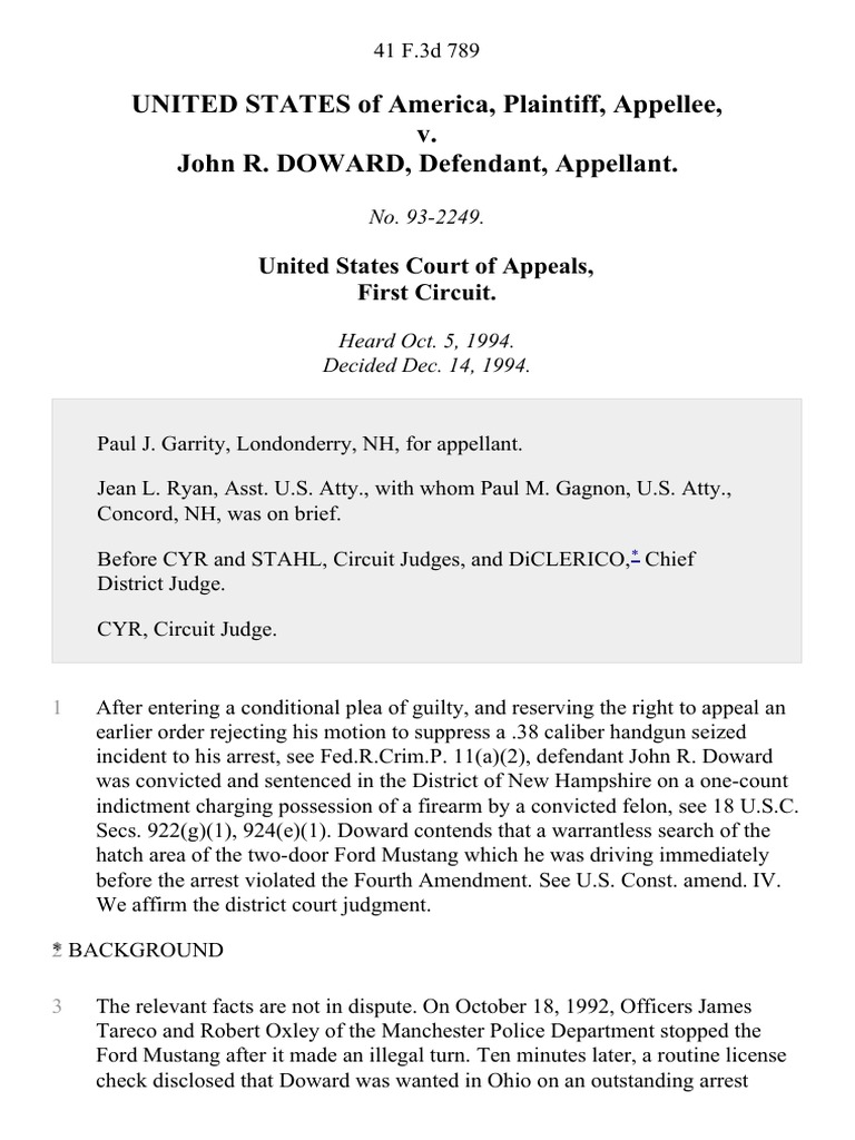 Doward v. U.S. Firearm Search Ruling | PDF | Search Warrant | Search ...