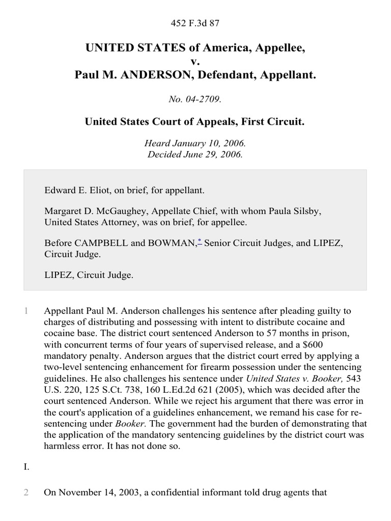 United States v. Anderson, 452 F.3d 87, 1st Cir. (2006) | PDF | United ...