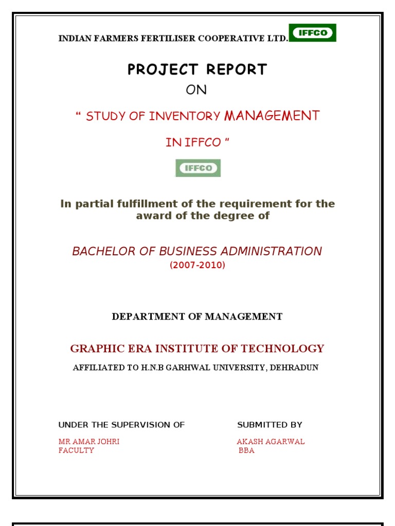 Project Report On Inventory MGMT | PDF | Business | Economies