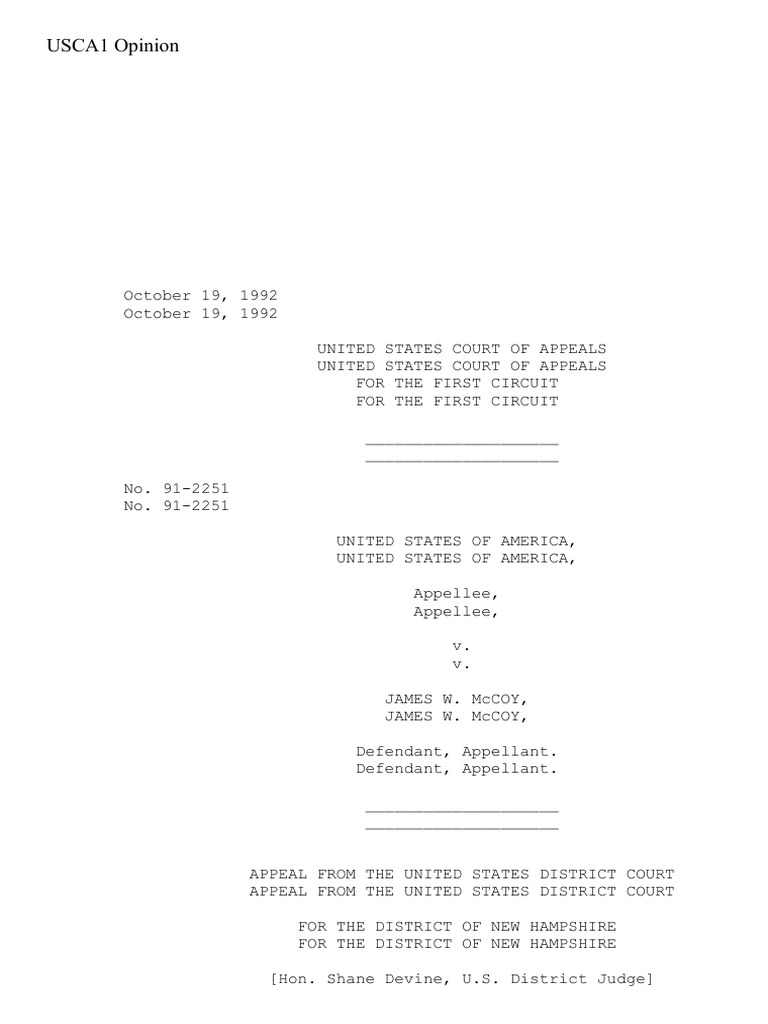 United States v. McCoy, 1st Cir. (1992) | PDF | Sixth Amendment To The ...