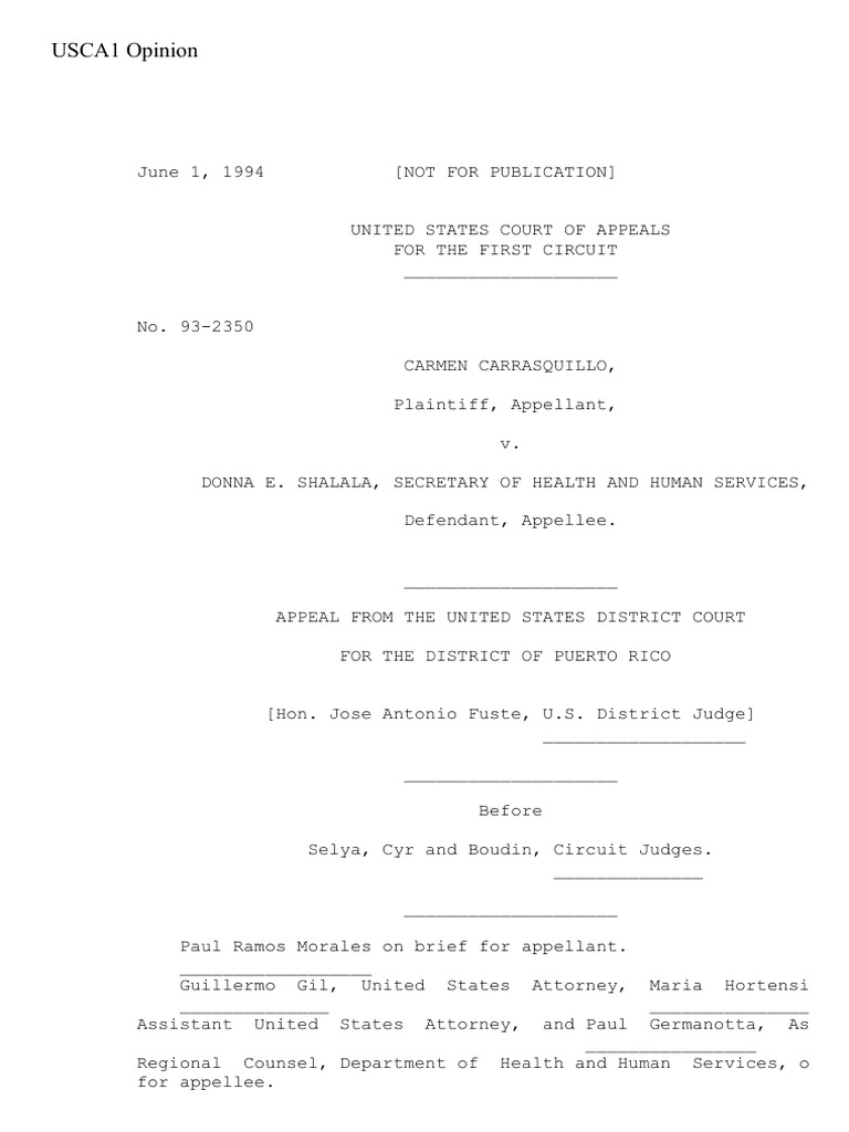Carrasquillo v. SHHS, 1st Cir. (1994) | PDF | Law | Politics