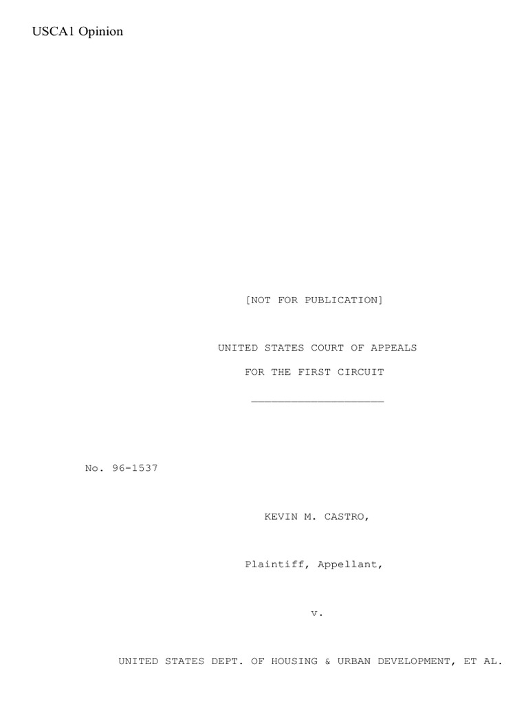 Castro v. U.S. Dept. Housing, 1st Cir. (1996) | PDF