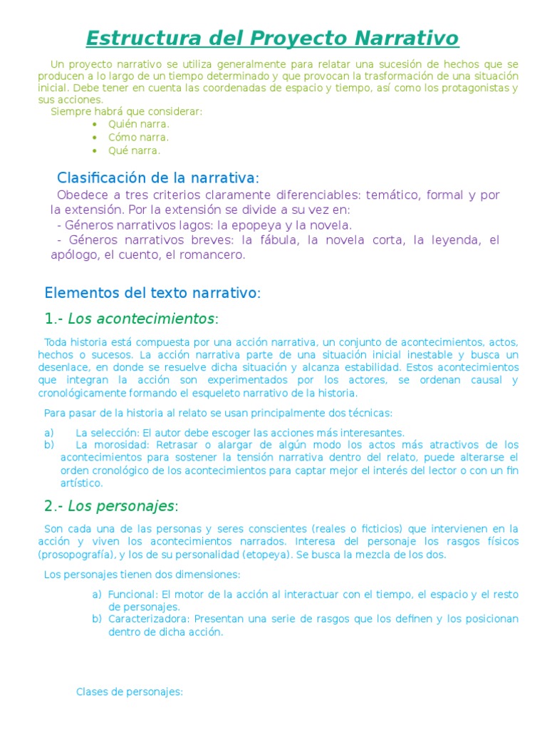 Estructura Proyecto Narrativo | PDF | Narración | Narrativa