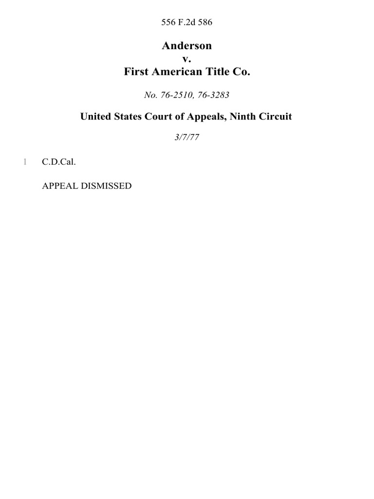 Anderson v. First American Title Co, 556 F.2d 586, 1st Cir. (1977) | PDF