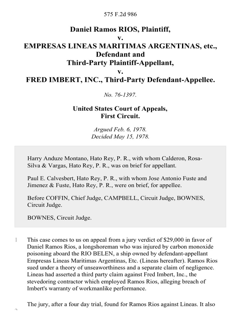 Daniel Ramos Rios v. Empresas Lineas Maritimas Argentinas, Etc., and ...
