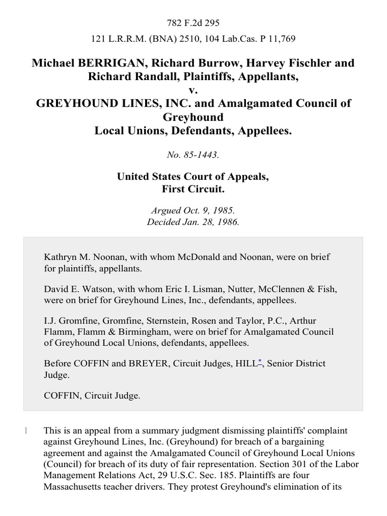 Berrigan v. Greyhound: Labor Dispute Appeal | PDF | Common Law | Public Law