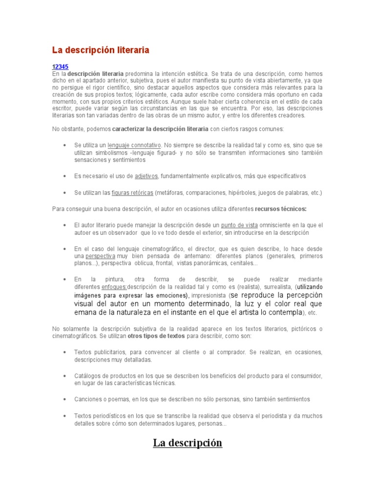 La Descripción Literaria | PDF | Retrato | Autor