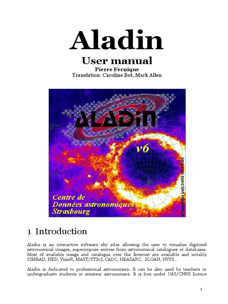 Aladin Manual 6 | PDF | Graphical User Interfaces | Installation (Computer Programs)