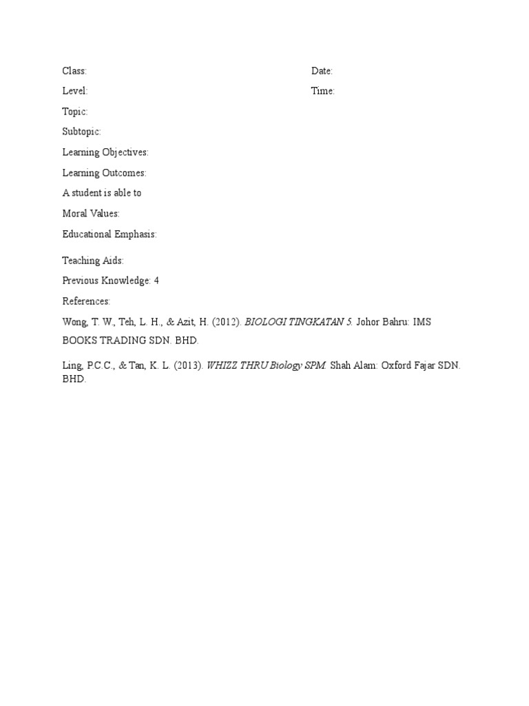 Biology Lesson Plan Overview | PDF