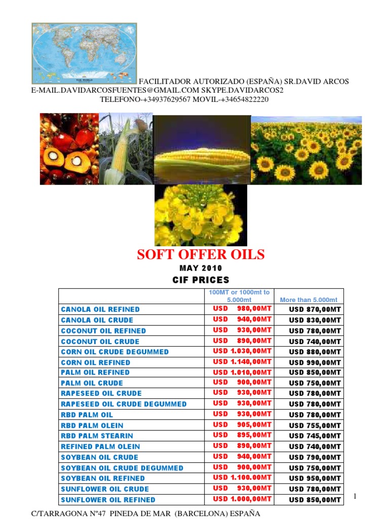 Soft Offer Oils-May10 | PDF | Palm Oil | Prices