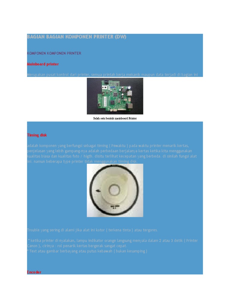 Bagian Bagian Komponen Printer | PDF
