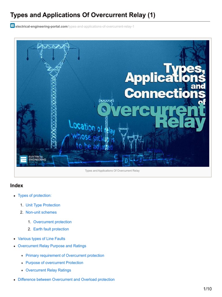 Types and Applications of Overcurrent Relay 1 | PDF | Relay | Electric ...