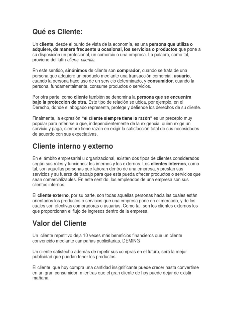 Qué Es Cliente | PDF | Cliente | Los consumidores