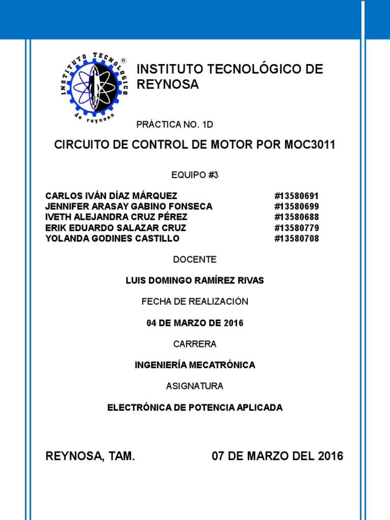 Control de Motor con MOC3011 y TRIAC | PDF | Electrónica | Electricidad