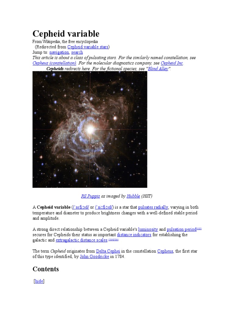 Cepheid Variable Stars Navigation Search | PDF | Astronomical Objects ...