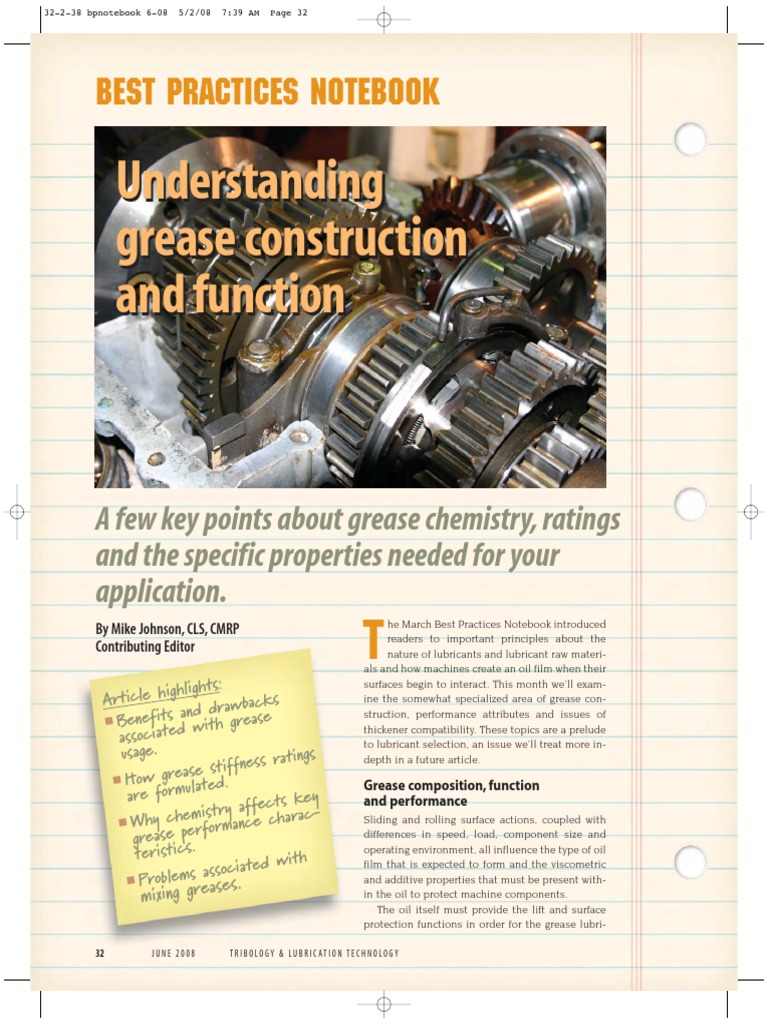 Grease Construction and Function | Download Free PDF | Soap | Lubricant