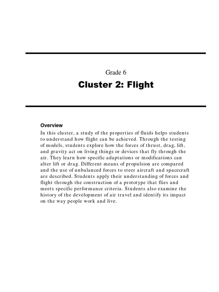 Cluster 2: Flight: Grade 6 | PDF | Lift (Force) | Flight